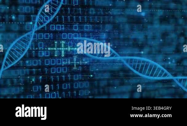 Animation of dna strand and scientific data processing over binary ...