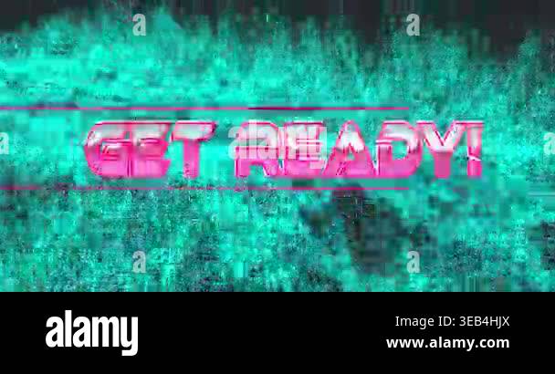 Animation of get ready and green waves on black background. games ...