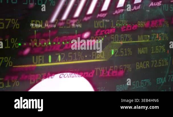 Animation of diagram over data processing. Global business and digital ...