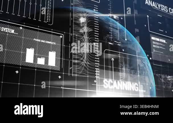 SCANNING... label flashing, holographic panels sliding, planet ...