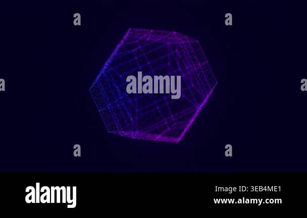 Rotating digital geometric object with data points. Holographic object ...