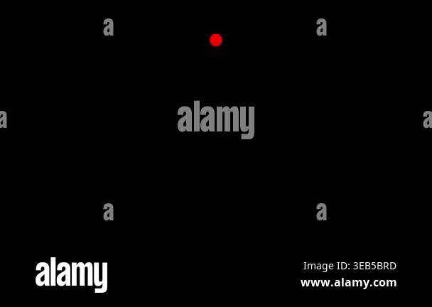 Animated red dots move along curved lines against a solid black ...