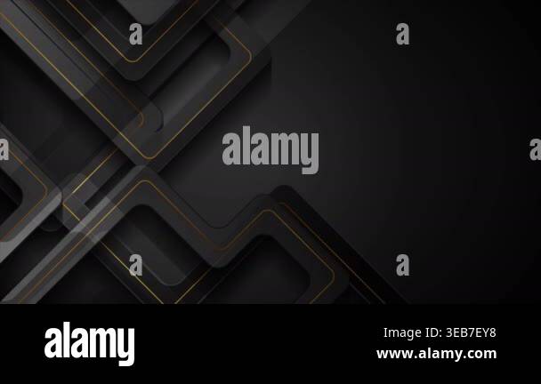 Black geometric motion background with abstract golden lines Stock ...