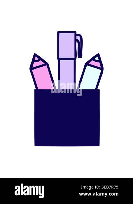 neon light effect animation of cute cartoon of a pencil pot Stock Video ...