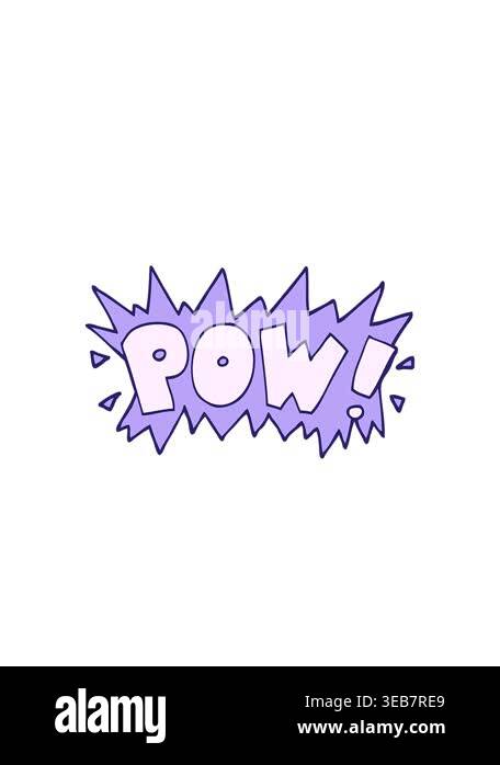 blinking radial lines animation of cartoon doodle of word pow Stock ...