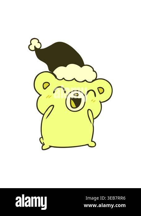 changing color animation of hand drawn christmas cartoon of kawaii bear ...