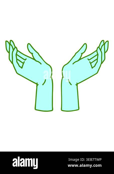 neon light effect animation of iconic tattoo style image of open hands ...