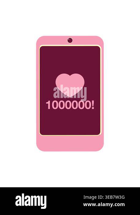 shaking motion animation of mobile phone showing 1000000 likes graphic ...