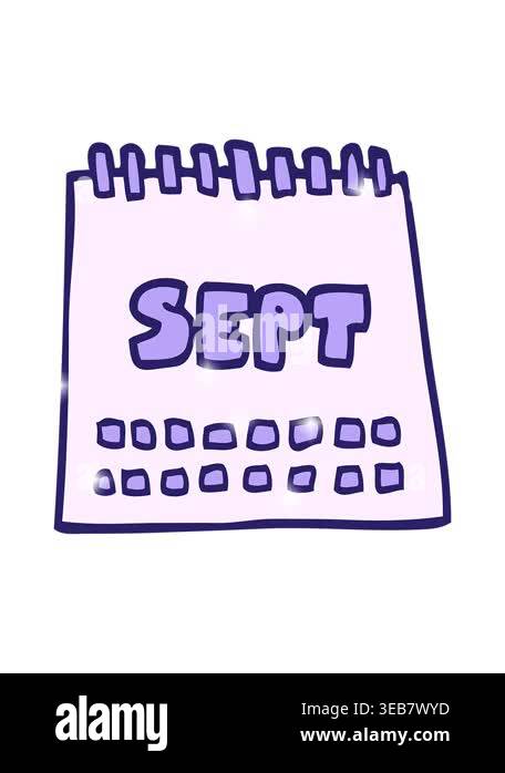 glitter effect animation of cartoon doodle calendar month of september ...