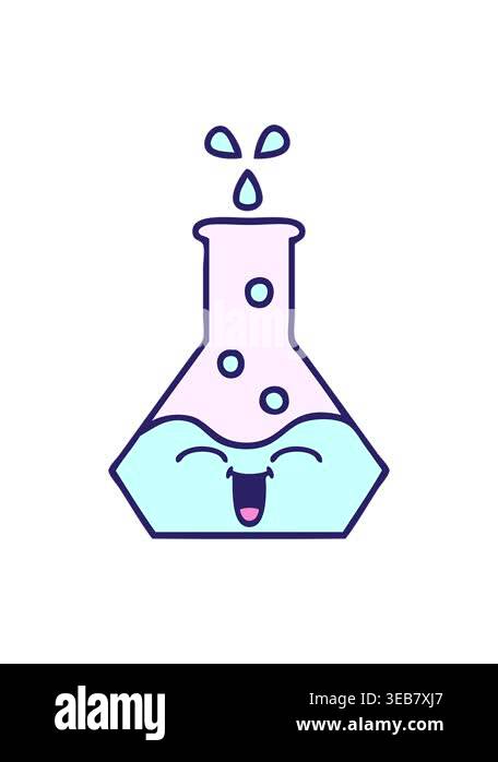 shine light effect animation of cartoon drawing of a science beaker ...