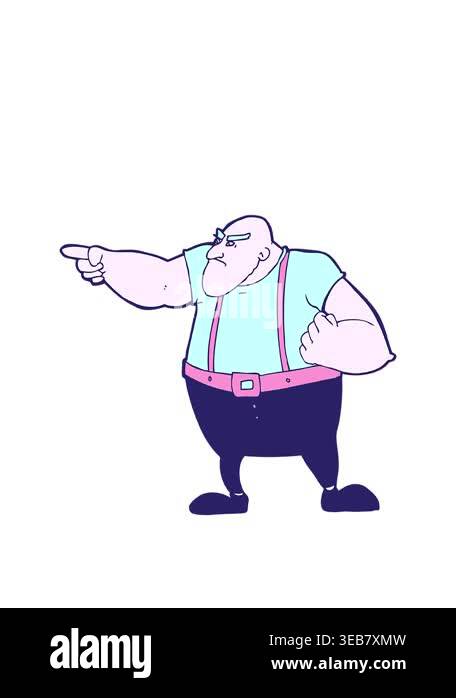 stretching up animation of cartoon angry tough guy pointing Stock Video ...