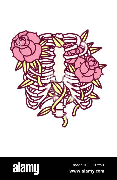 glitter effect animation of iconic tattoo style image of a rib cage and ...