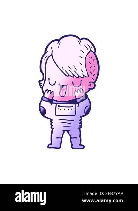 shine light effect animation of cute cartoon girl with hipster haircut ...