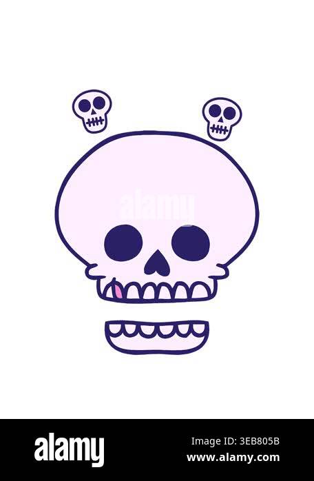 spinning skulls animation of hand drawn cartoon doodle of a skull head ...