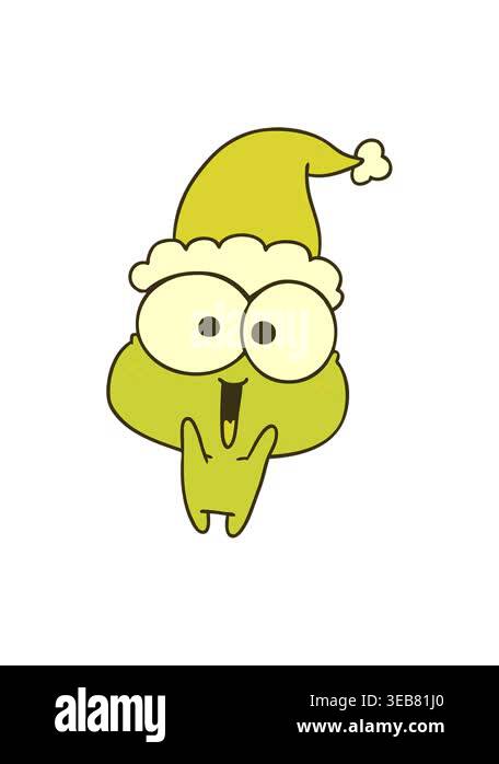 changing color animation of hand drawn christmas cartoon of kawaii frog ...