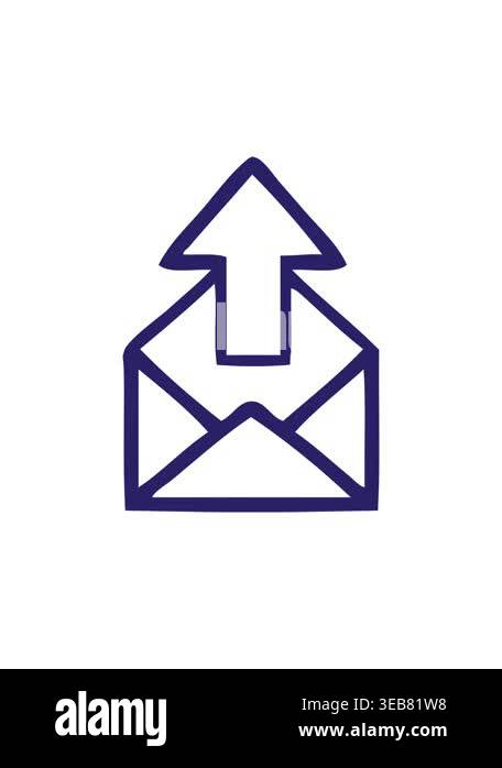 spinning motion animation of line drawing cartoon of a envelope with ...