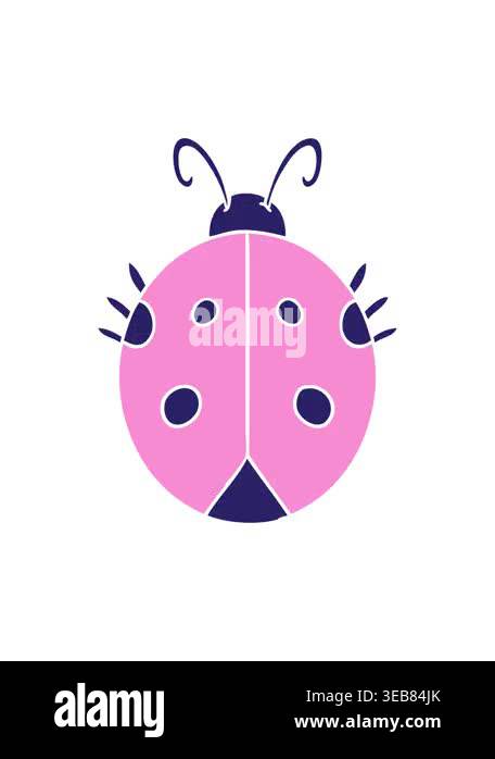pixelize effect animation of flat color style cartoon ladybug Stock ...
