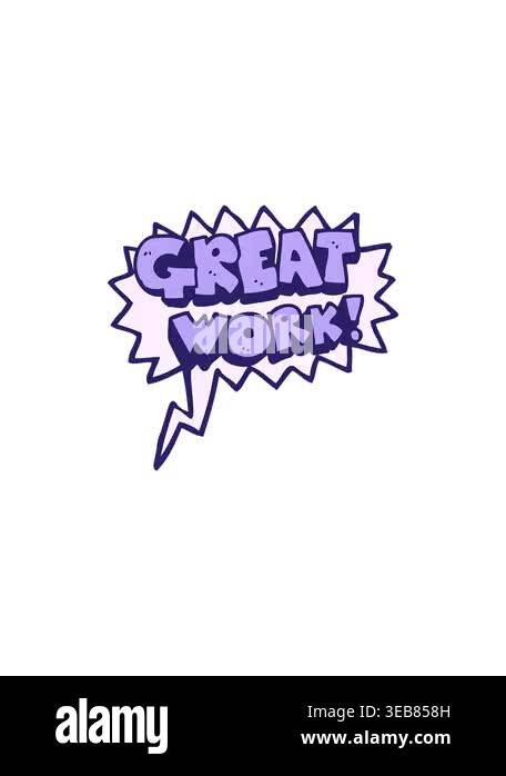 flashy sales animation of great work freehand drawn speech bubble ...