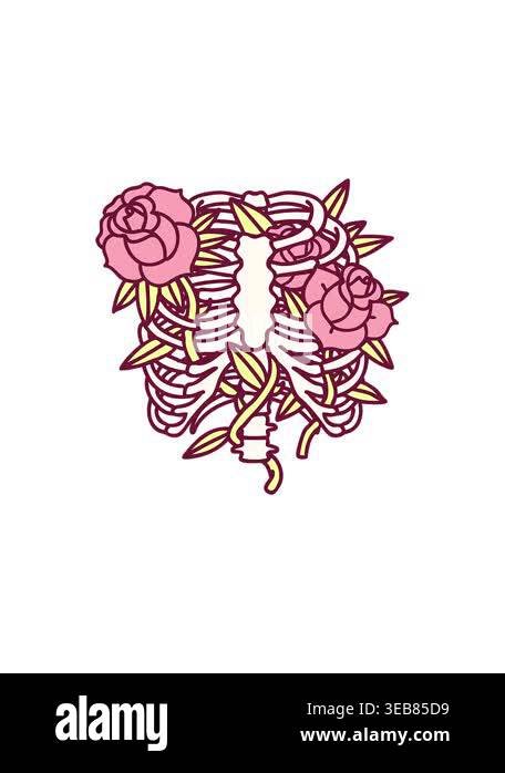 starburst effect animation of iconic tattoo style image of a rib cage ...