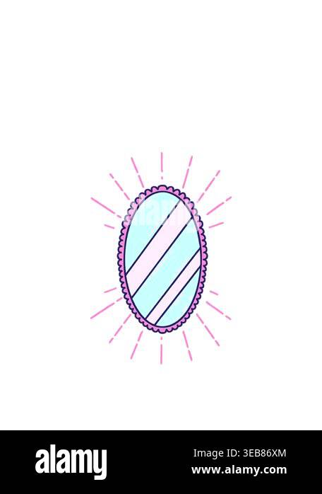 stretching up animation of a traditional tattoo style shining mirror ...
