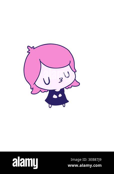 horizontally vibrating animation of cartoon illustration kawaii girl ...