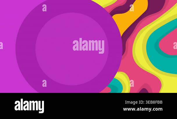 Animation of purple circles over neon retro pattern. Communication ...