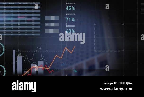 Animation of diagrams and data processing over building. Technology and ...