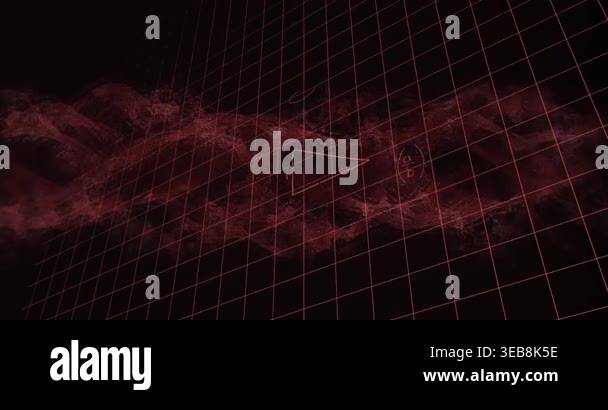 Animation of math formulas and red smoke on black background. Science ...