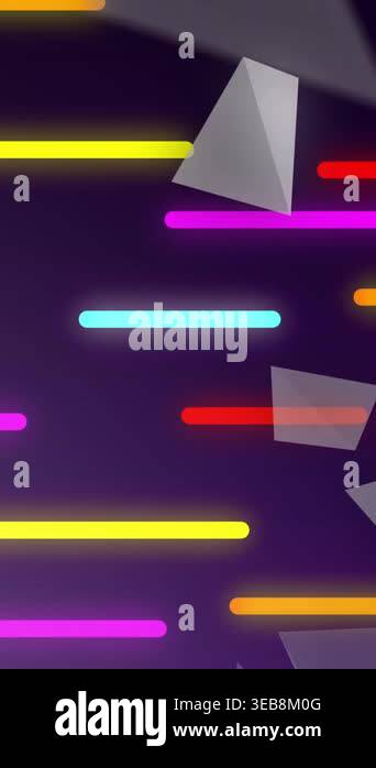 Vertical video: Neon bars sliding, shapes entering right, drifting and ...