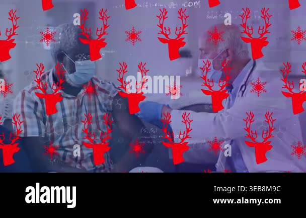 Animation of reindeer heads and mathematical equations over diverse ...
