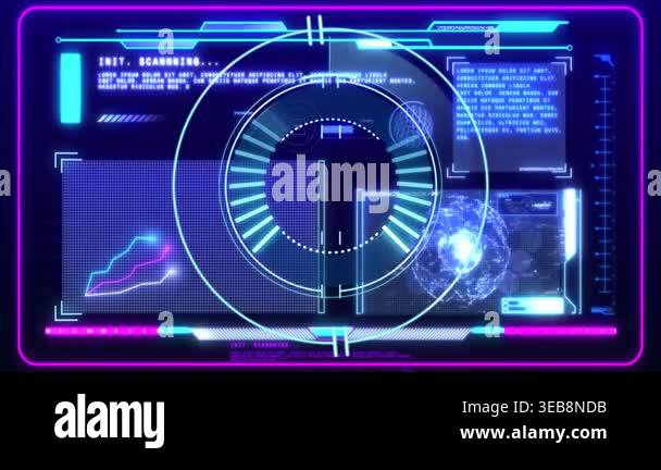 Scanning and analyzing data, futuristic digital interface with graphs ...