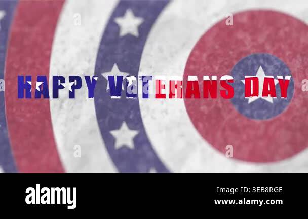 Animation of words Happy Veterans Day with American flag stars and ...