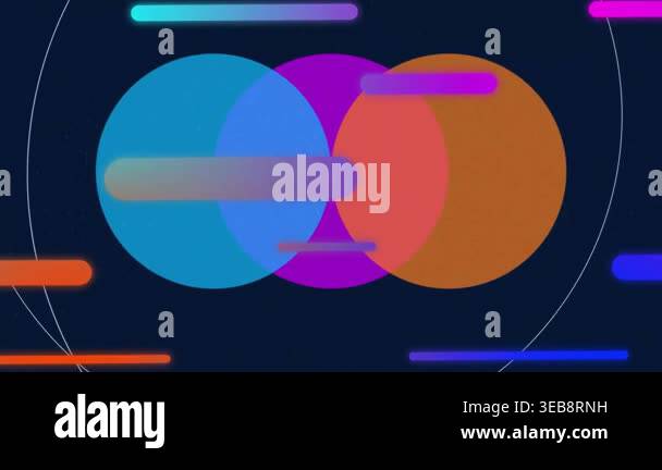 Animation of glowing neon lights moving over pattern background. Colour ...