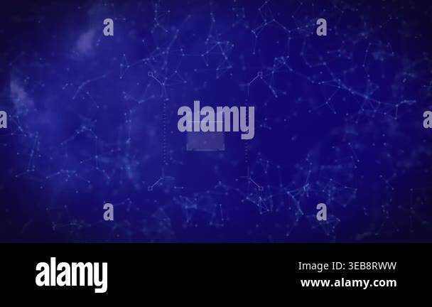 Animation of qr code over network of connections on blue background ...