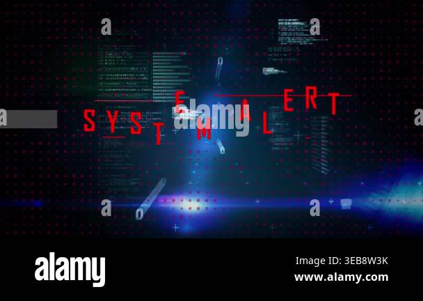 Digital video of system alert message with computer interface in ...