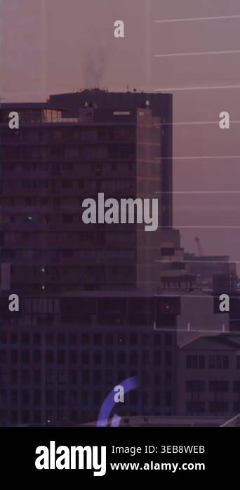 Vertical video: Grid appearing, charts animating over city skyline ...