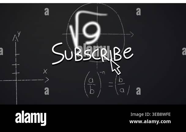 Animation of subscribe over black background with math formulas ...