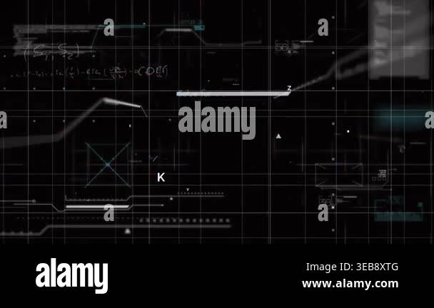 Animation of mathematical equations and symbols floating over grid ...