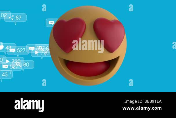 Social bubbles entering left drifting behind emoji counting peaking ...