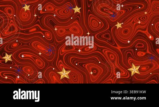 Animation of stars over red wavy background. Colour, shape and movement ...