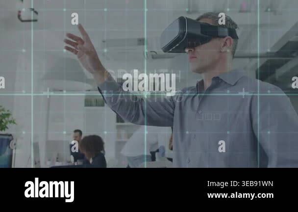 Male wearing VR headset pinching controls and resizing growth hacking ...