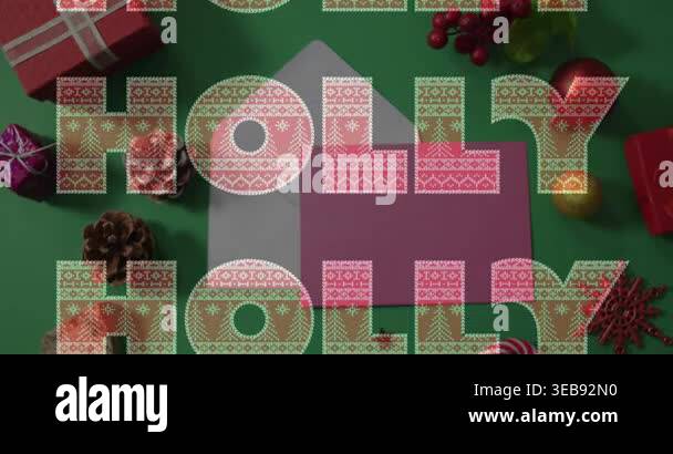 Animation of christmas greetings text over christmas decorations ...