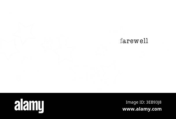Animation of farewell text over white background. Abstract background ...