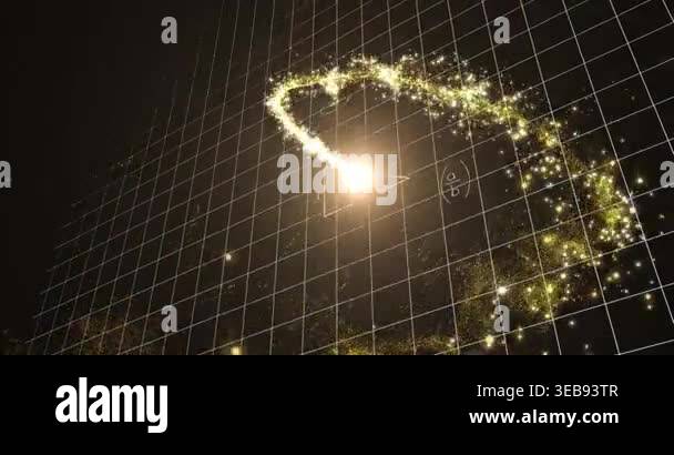 Animation of math formulas and star on black background. Science ...