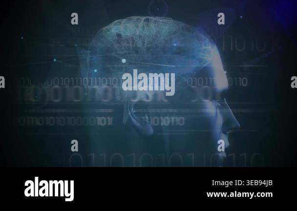 Animation of data processing and human brain over network of ...