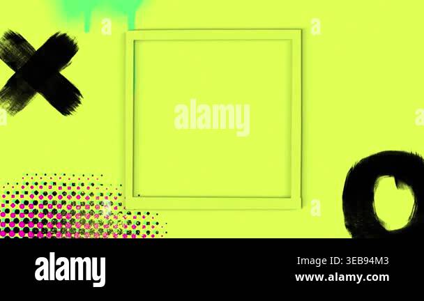 Animation of abstract painted shapes moving on yellow background ...