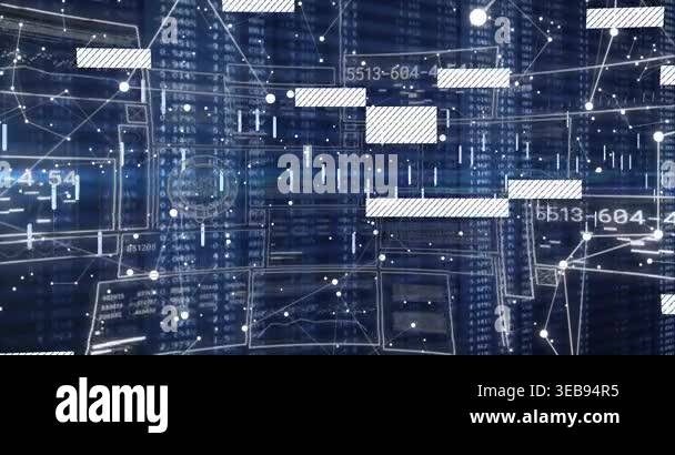 Blue flare sweeping triggers data overlay shifting, panels sliding ...