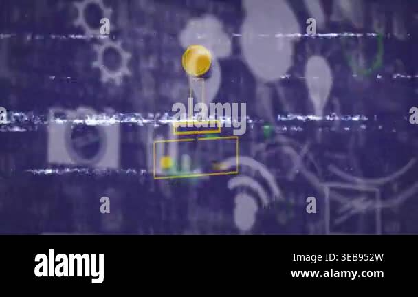 Animation of video game controller and digital icons. Global video game ...