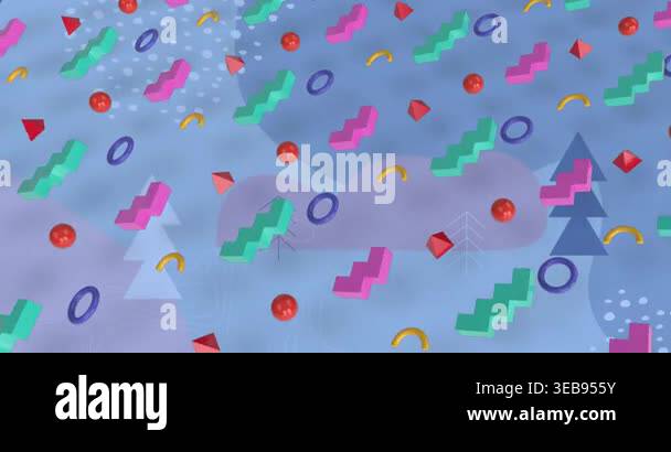 Animation of abstract colorful shapes in seamless pattern over ...