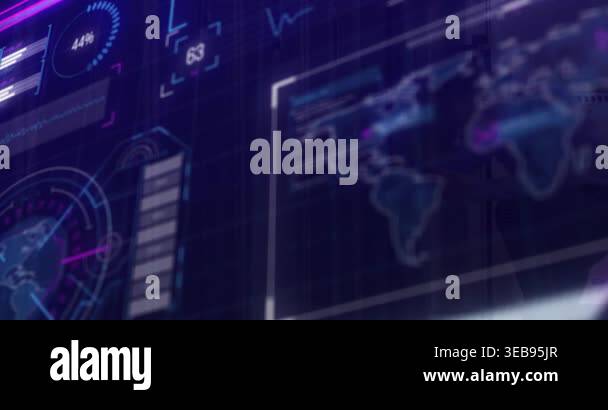 Animation of text with globe and network of connections. Global digital ...